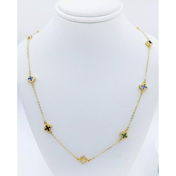 Jewelry | Clover Leaf Shamrock Multi Color Enamel Necklace 14k Gold ...